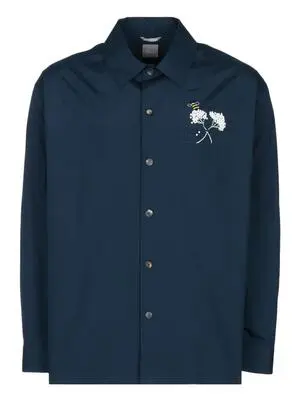 Dior Shirt With Flower Bee Embroidery - Dark Blue