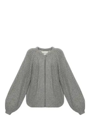 LISA YANG Thena Textured Knit Cardigan - Grey