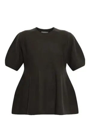 LISA YANG Mella Short Sleeve Knitted Top - Green