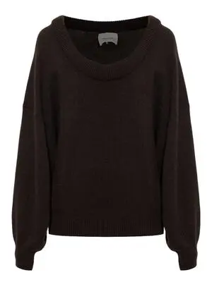 LISA YANG Lisa Yang Doria Scoop-Neck Knitted Sweater Brown
