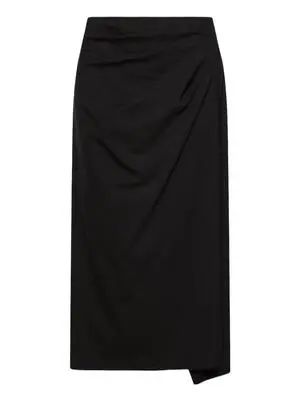 Marella Draped Stretch Wool Skirt - Black
