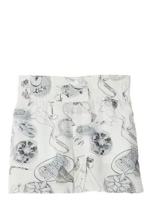 Jacquemus High-waisted Graphic Print Shorts - Off-white/black