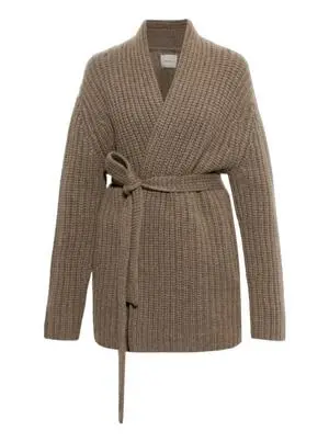 LISA YANG Jacqueline Belted Knit Cardigan - Brown