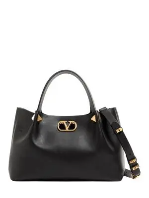 Valentino Garavani Small Soft Leather Shopping Bag - Black