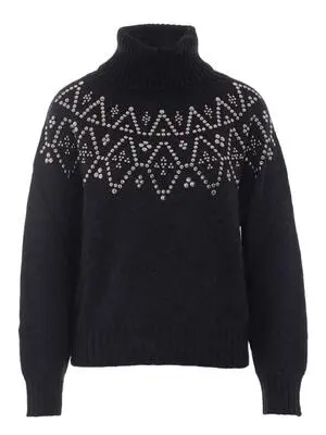 ALPHA STUDIO Alpha Studio Studded High-Neck Knitted Sweater
