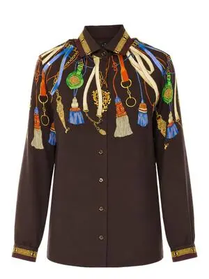 Etro Tassel-print Silk Shirt - Brown