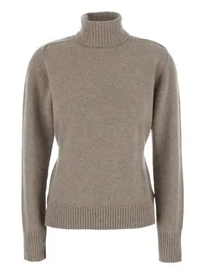 P.a.r.o.s.h Belted High Neck Knitted Sweater - Beige