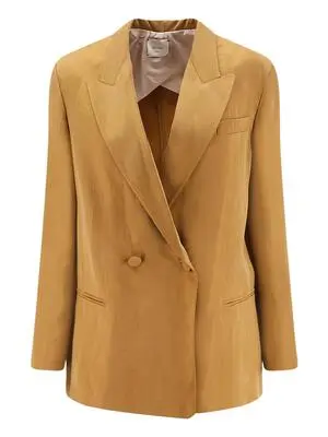 ALYSI Double-breasted Peak Lapel Blazer - Yellow
