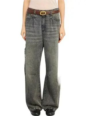 SEMICOUTURE Boyfriend Jeans With Pleated Legs - Gray