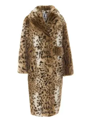 SWORD 6644 Long Sleeved Fur Coat - Brown