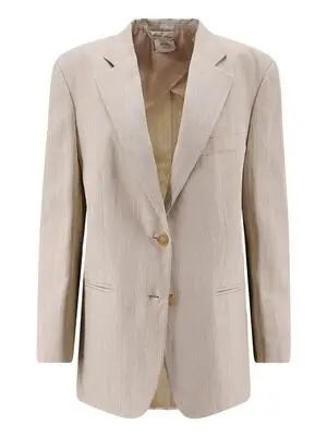 ALYSI Single-breasted Textured Blazer - Beige