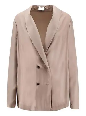 ALYSI Double-breasted Shawl-lapel Blazer - Light Brown