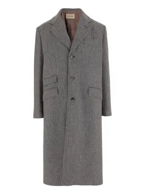 Valentino Garavani Valentino Single-Breasted Long Coat Gray