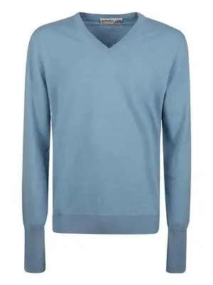 BALLANTYNE Plain Stitch Sweater - Duskblue