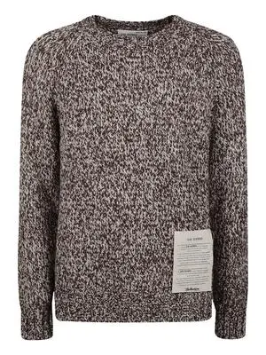 BALLANTYNE Raw Diamond Crewneck Knitted Jumper - Whitebrown