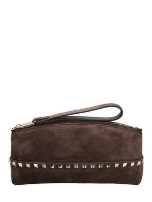 Valentino Garavani Rockstud Suede Pouch - Brown