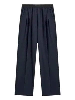 SEMICOUTURE Straight-leg Casual Trousers With Branded Webbing Belt - Navy Blue