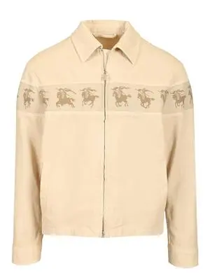 Burberry Cotton Canvas Jacket With Equestrian Knight Design - White