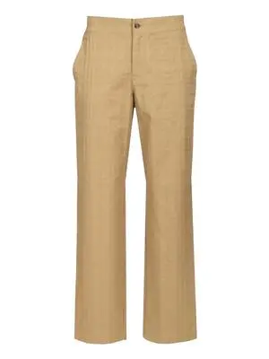 Burberry Textured Check Cotton Trousers - Cream