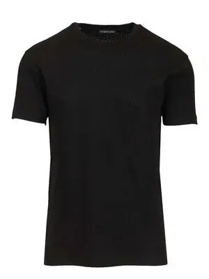 TOM FORD Perforated Ribbed T-shirt - Black