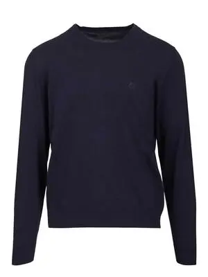 Etro Cotton Crew Neck Sweater With Embroidered Logo - Blue