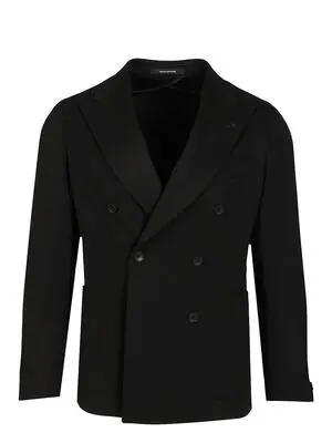 Tagliatore Double-breasted Wool And Cashmere Blazer - Black