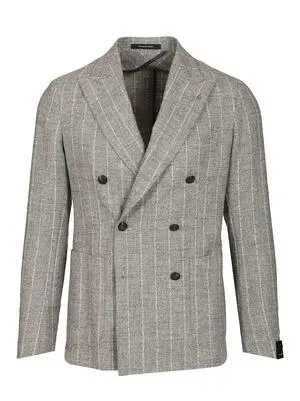 Tagliatore Montecarlo Double-breasted Bouclé Blazer - Gray