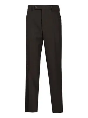 Fendi Wool Gabardine Cigarette Trousers With Micro Ff Logo - Brown