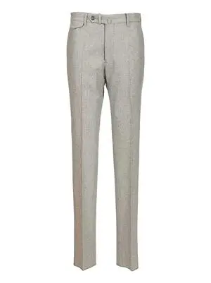 Tagliatore Super 100s Wool Flannel Pleated Trousers - Gray