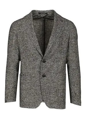 Tagliatore Fil-à-fil Textured Single-breasted Blazer With Notched Lapel - Black