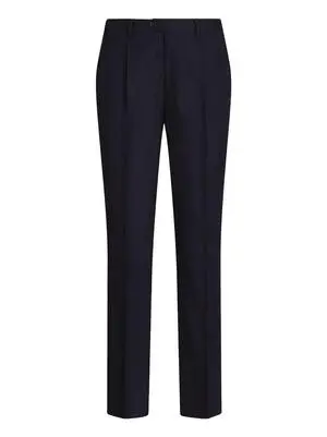 Etro Trousers In Stretch Wool - Blue