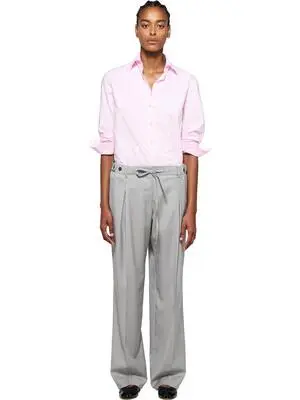 Serena Bute Sharkskin Wool Side Tab Joggers - Grey