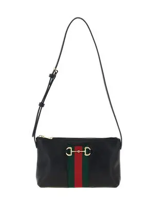 Gucci Horsebit Web' Shoulder Bag - Black