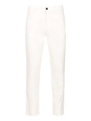 Zegna Roccia Slim Fit Trousers In Linen And Cotton - White