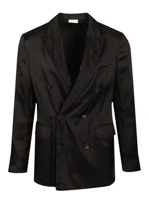 Dries Van Noten Double-breasted Peak Lapel Jacket - Black