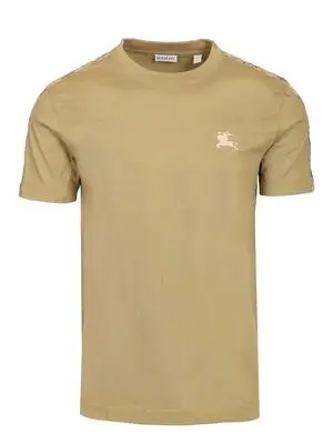 Burberry Cotton T-shirt With Check Trim - Cream