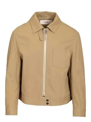 Celine CELINE Cotton Jacket With Embroidered Triomphe Logo Cream