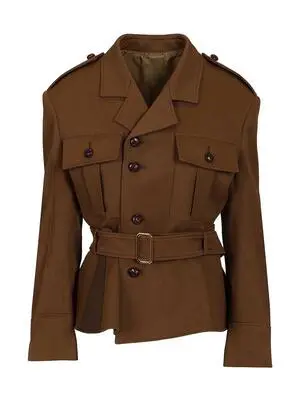 Celine Peplum Jacket - Brown