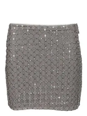 ROTATE BY BIRGER CHRISTENSEN Beaded Mini Skirt - Silver