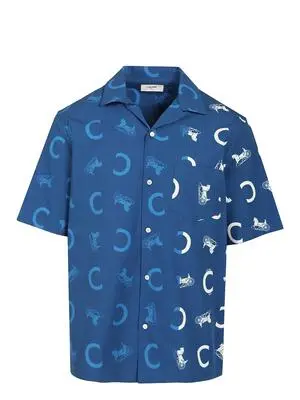 Celine Cotton Bowling Shirt - Blue
