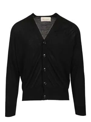 AMI Paris V-neck Wool Cardigan - Black