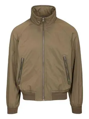 TOM FORD TOM FORD Zip Up Jacket With Cashmere Lining And Leather Trim Green
