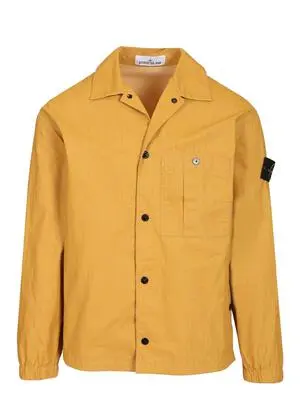 Stone Island Stone Island Men Overshirt In Resin-Treated Cotton Ripstop Yellow