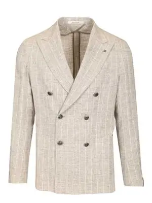 Tagliatore Double-breasted Pinstriped Blazer - Cream