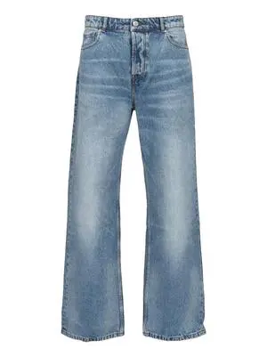 AMI Paris Wide-leg Jeans With Used Effect - Blue