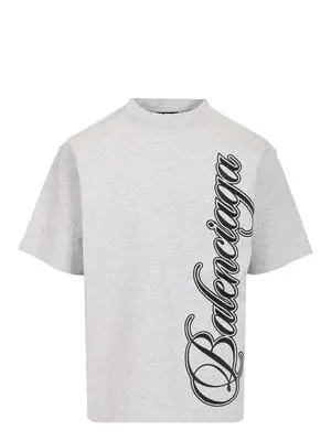 Balenciaga Balenciaga Men Cursive T-Shirt Gray