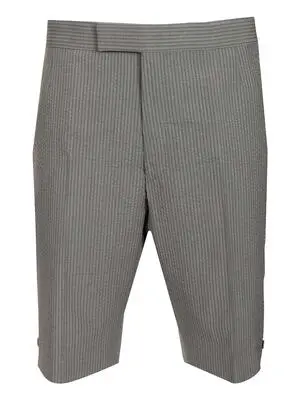 Thom Browne Seersucker Wool Bermuda Shorts - Gray