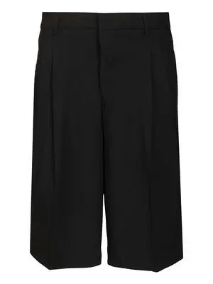 AMI Paris Wide-leg Bermuda Shorts With Double Pleats - Black