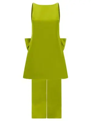 SELF-PORTRAIT Maxi Bow Dress - Green