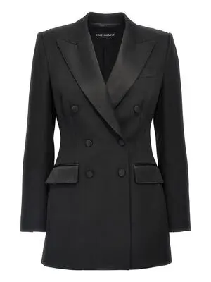 Dolce & Gabbana Turlington Double-breasted Wool Canvas Blazer - Black